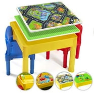 KidKraft Reversible Wooden Activity Table with 195 Building Bricks ...