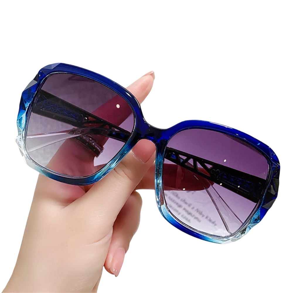 Trendy Women Vintage Sunglasses Big Squar Reflective Lens UV Protection ...
