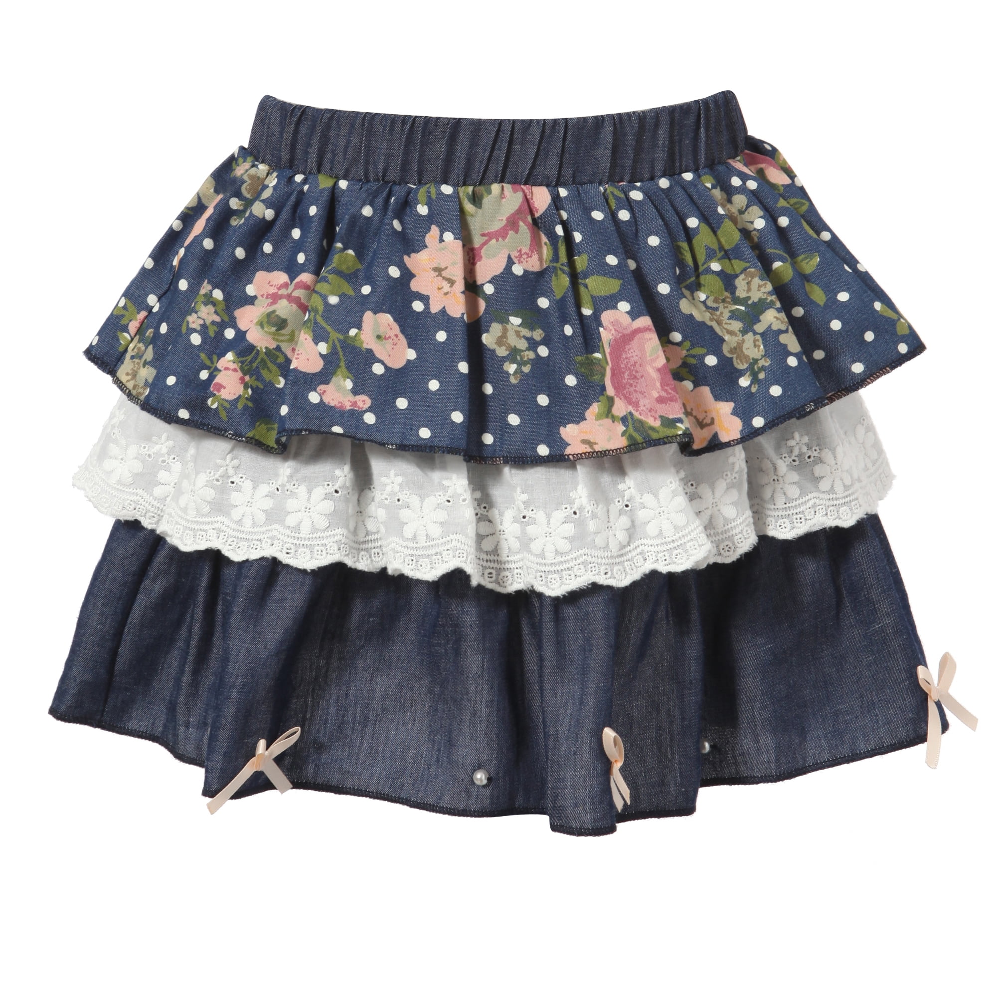 Richie House Girls' Multi-layered Skirt with Lace RH0260 - Walmart.com