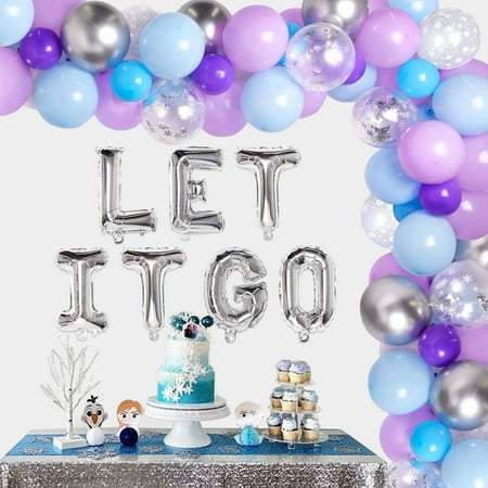 Frozen Birthday Party Supplies Snowflake Balloon Garland Arch Kit 96 ...