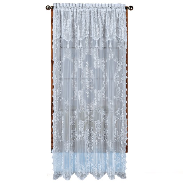 Collections Etc Elegant Lace Panel W/ Valance Ecru 56" x 84" - Walmart.com