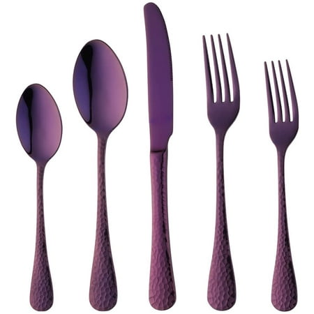 20-Piece Purple Flatware Silverware Set, Stainless Steel Cutlery Sets ...