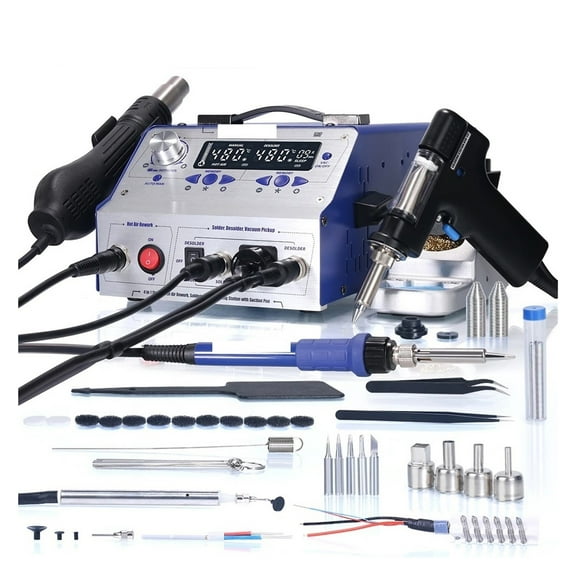 858D Hot Air Rework Station, 700W 110V SMD Soldering Station with 3 Air ...