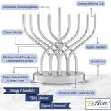 Aviv Judaica LED Electric Menorah, Battery Operated, Highly Chrome ...
