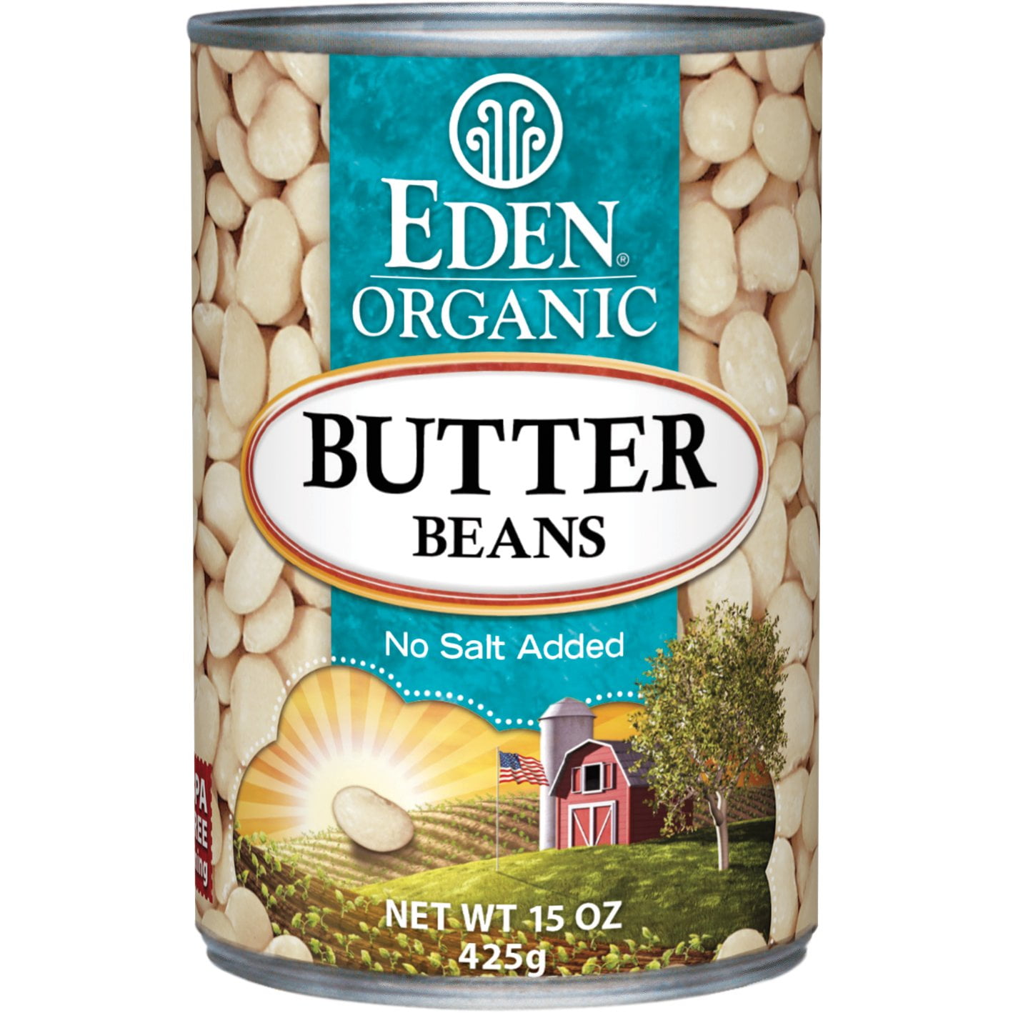 Eden Organic Butter Beans, No Salt Added, 15 Ounce (Pack of 12 ...