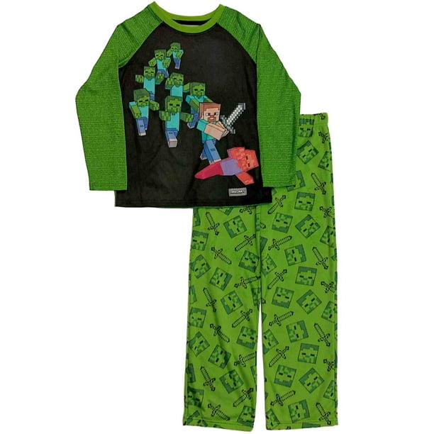 Minecraft - Boys Black & Green Minecraft Pajamas Mine Craft Sleep Set X ...