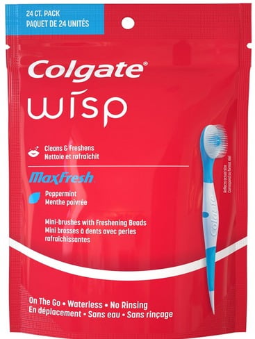 Colgate Max Fresh Wisp Disposable Mini Toothbrush, Peppermint - 24 ...