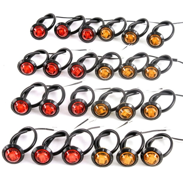 Red Hound Auto 12) 3/4 inches Amber & Red LED Clearance Side Marker ...