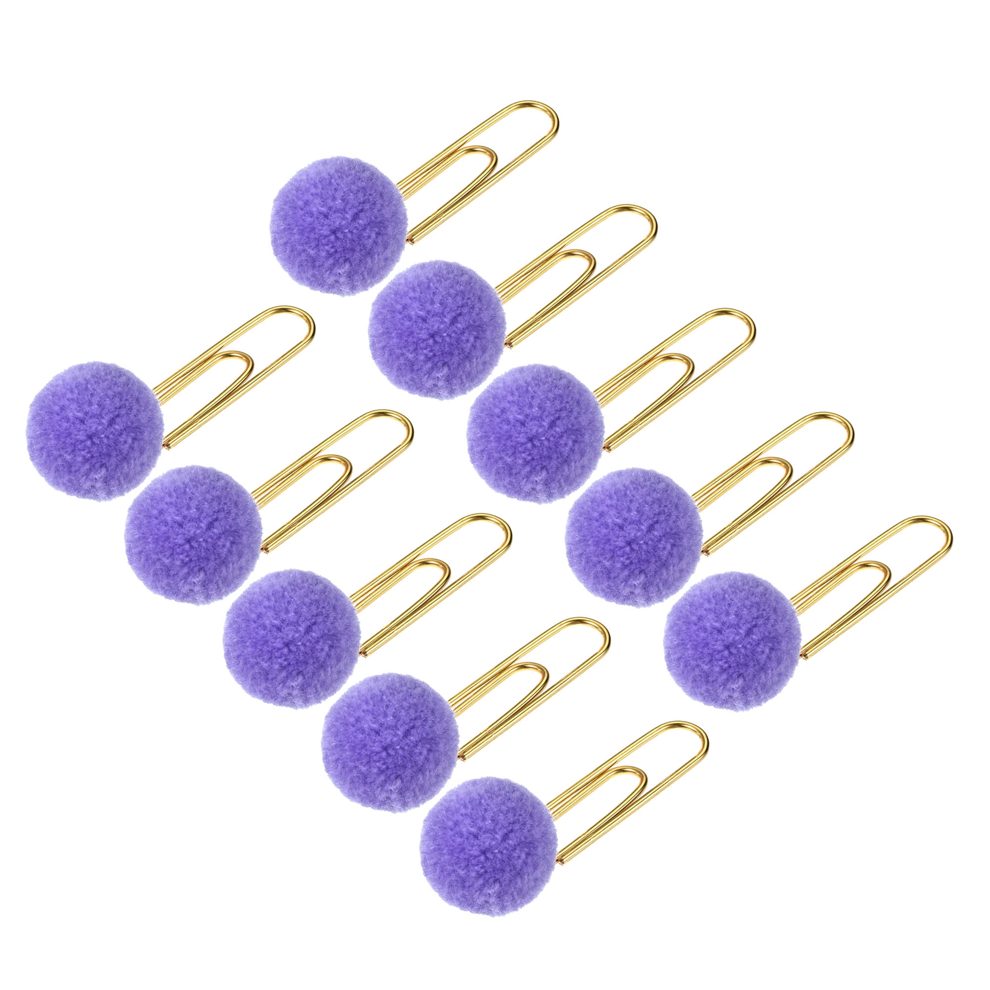 Uxcell Paper Clips Book Page Markers with Plush Ball Purple for Marking ...