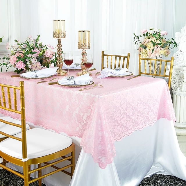Wedding Linens Inc. 54" x 108" Rectangular Lace Table Overlays, Lace ...