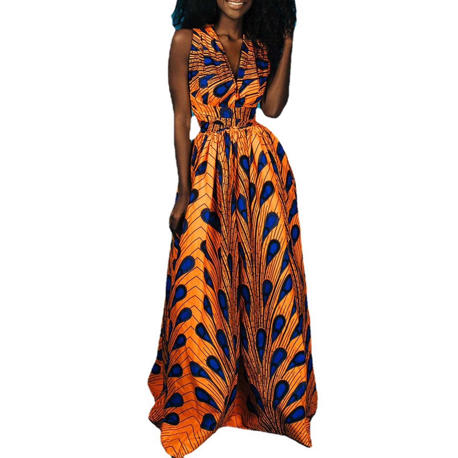 Fsqjgq Ruched Dress Female A-Line Dresses for Women African Women's ...