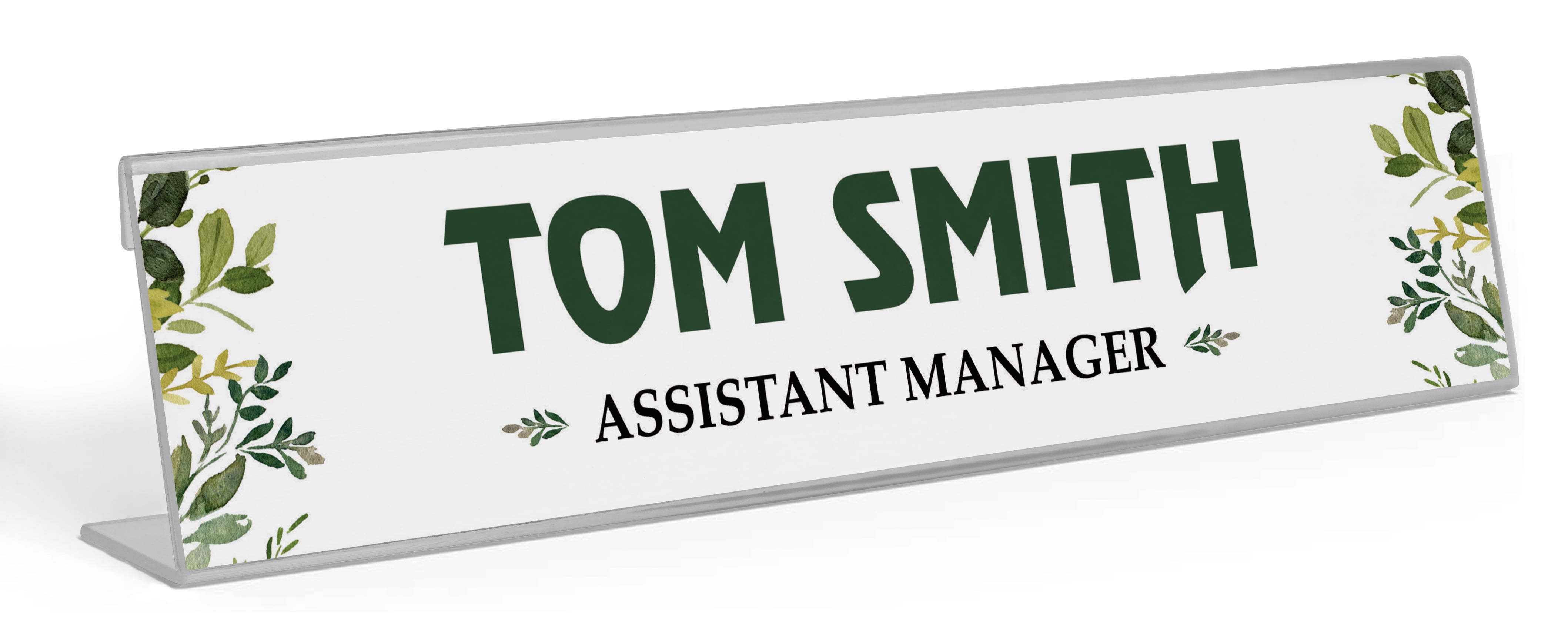 Printtoo Personalized Desk Name Plate Pretty Greenery Prints Custom ...