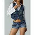 Biezeib Women's Fashion Denim Vest, Deep V-neck Button Closure Tank ...