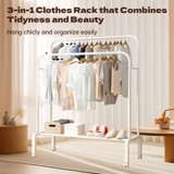 HioHa Rolling Clothes Rack, Double Rail Clothing Drying Rack with 2 ...