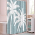 Blue Palm Tree Shower Curtain, Summer Tropical Beach Country Tree Leaf ...