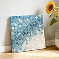 Blue Gradient Mosaic Canvas Wall Art for Living Room, Grid Abstract ...