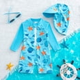 Boys Long Sleeve One Piece Swimwear with Hood Sun Toddler Kids Cartoon ...