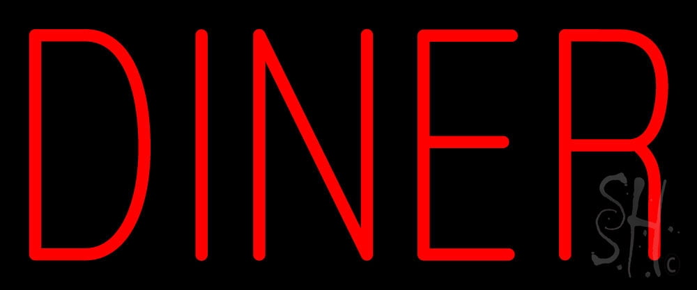 Diner LED Neon Sign 10 x 24 - inches, Black Square Cut Acrylic Backing ...