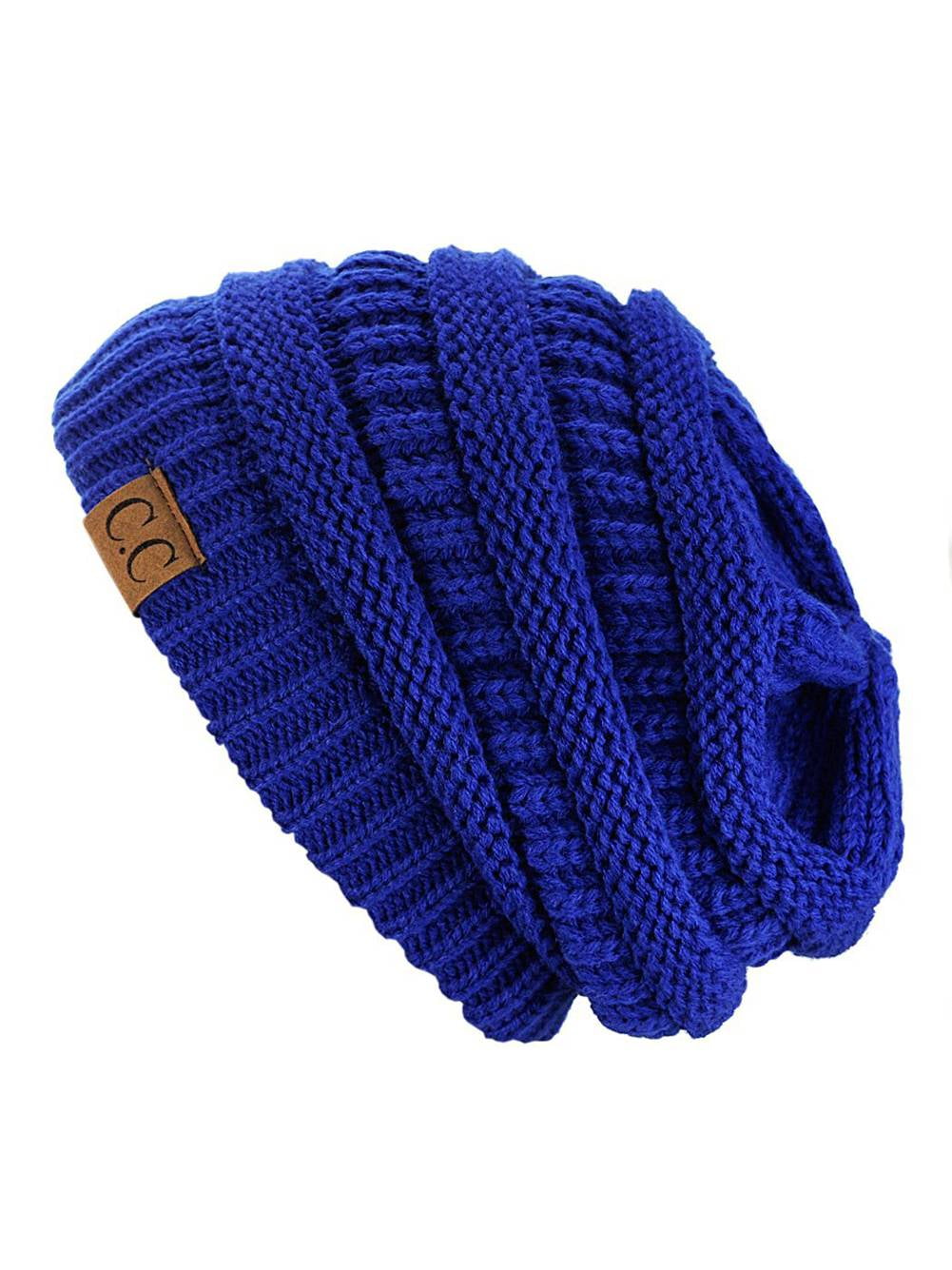 Trendy Warm Chunky Soft Stretch Cable Knit Beanie Skully, Royal ...