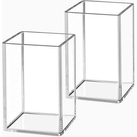 Clear Pencil Pen Holder 2 Pack, Acrylic Stationery Organizer for Home ...