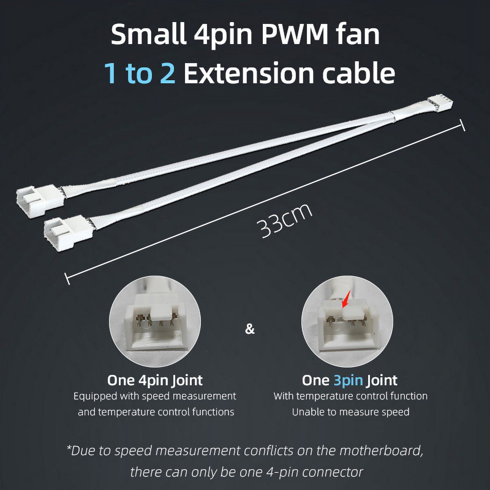 4 Pin 1/2/3/4 Splitter Cable 4 Pin PWM Female to 3/4 Pin Motherboard ...
