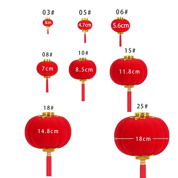 Alician Portable Round Plush Red Lantern With Lanyard Chinese New Year ...