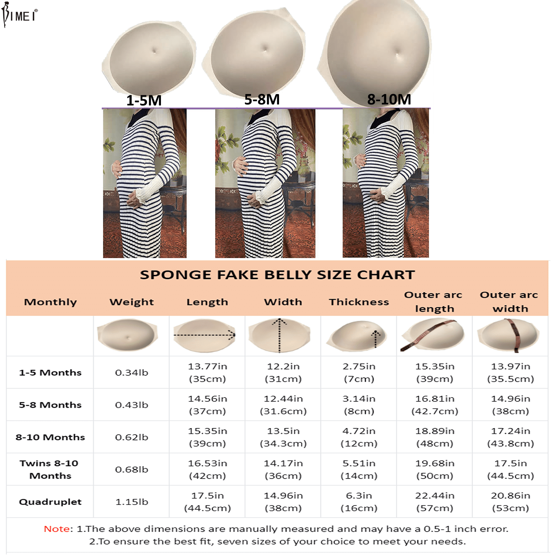 Buy BIMEI Fake Pregnant Belly Sponge Velcro Closure Lightweight ...