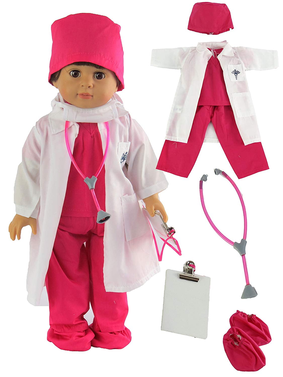 Hot Pink Doctor or Nurse 7 pc Set For 18 Inch Dolls - Walmart.com