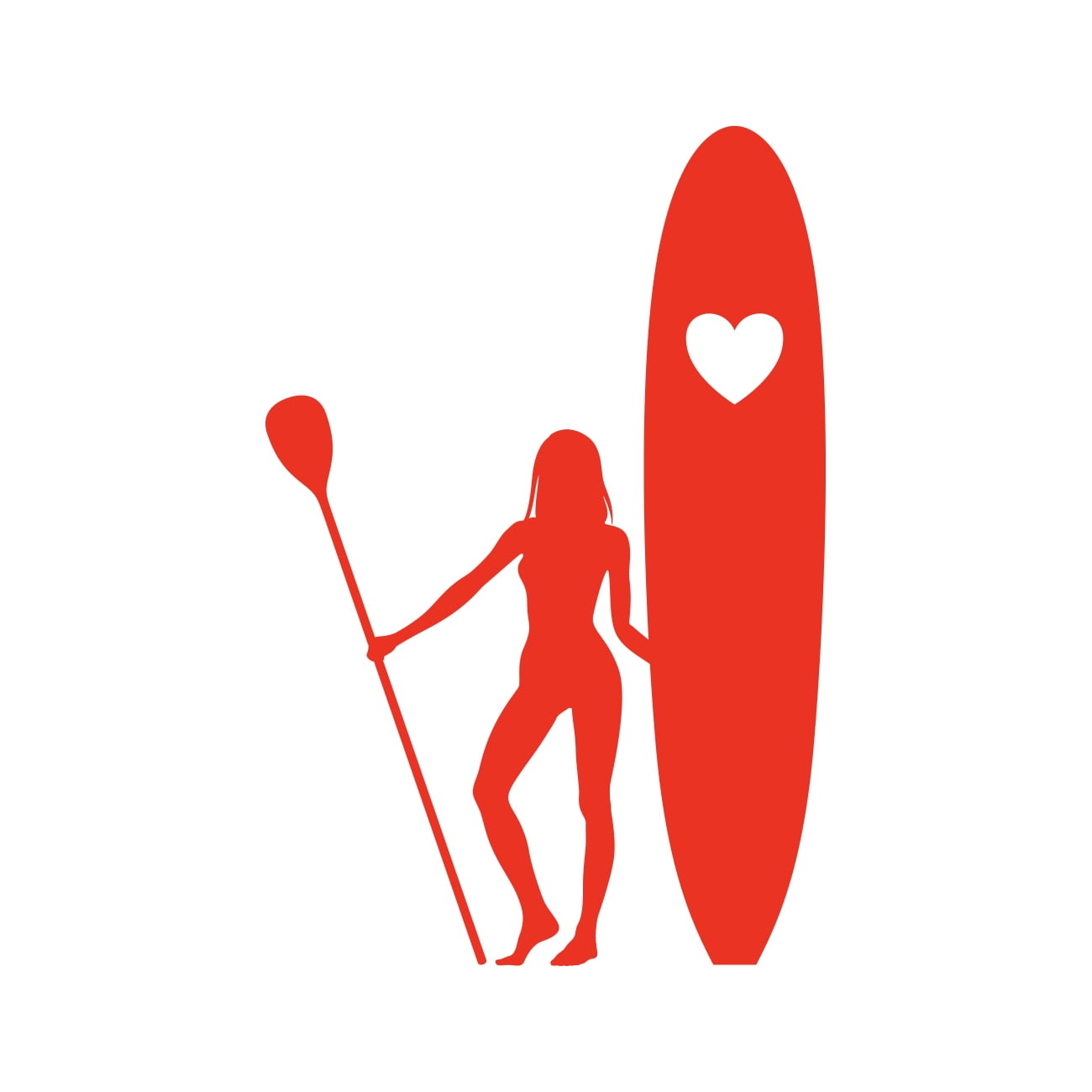 Girl Paddle Boarding Heart Sticker Decal Die Cut - Self Adhesive Vinyl ...