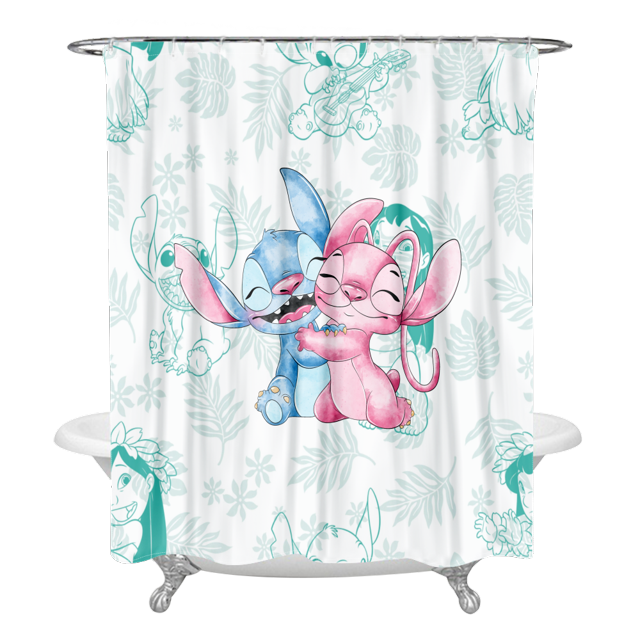 Fnyko Lilo And Stitch Shower Curtain Cartoon Bathroom Decor Curtain With