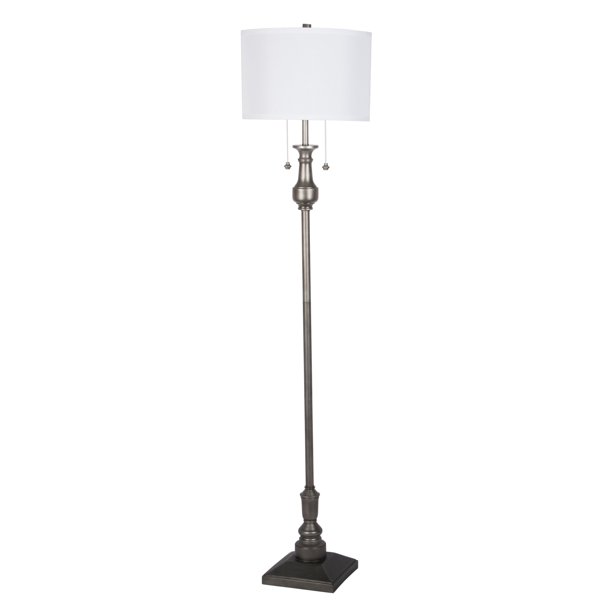 Better Home & Gardens Metal Transitional Floor Lamp, Silver Finish ...