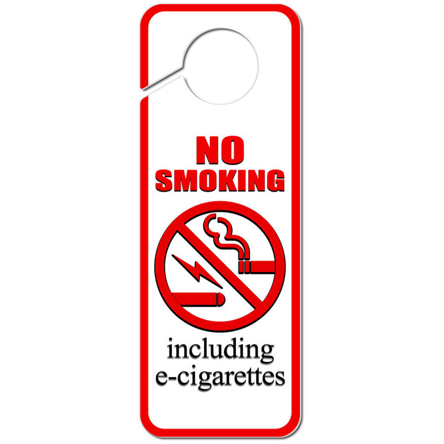 No Smoking Including E-Cigarettes Symbol Plastic Door Knob Hanger Sign ...