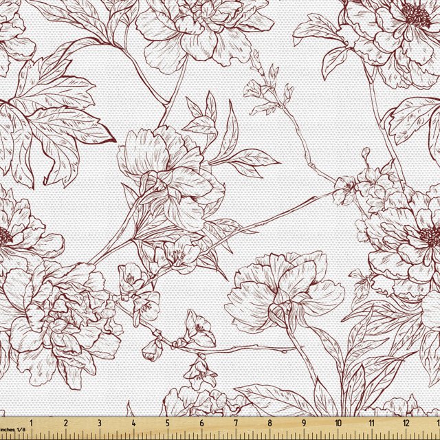 Vintage Sofa Upholstery Fabric by the Yard, Rustic Sprigs with Wild ...