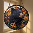 Autumn Forest Bear Scene Stained Glass Window Hanging, Decorative ...