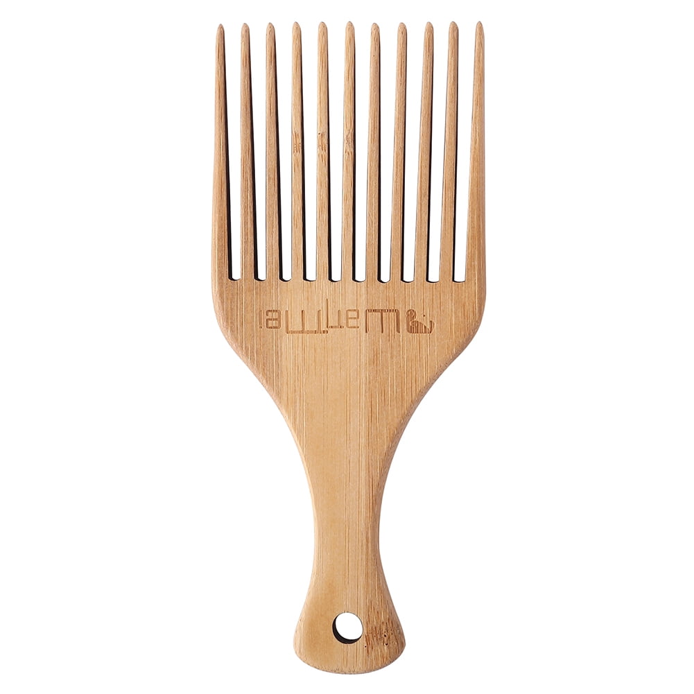 Anti-static Bamboo Afro Comb Hair Pick Fork Comb Detangling Hair Brush ...