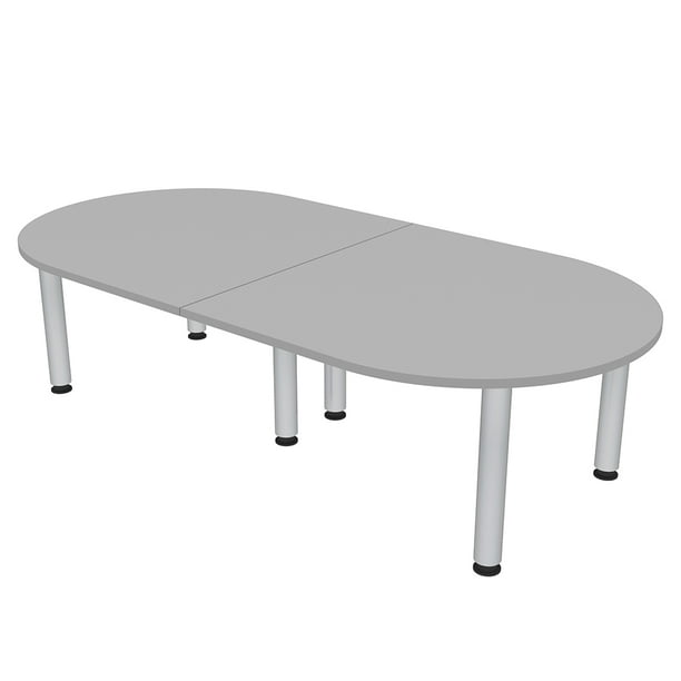 8x4 Racetrack Shaped Conference Table Silver Post Legs Power And Data ...