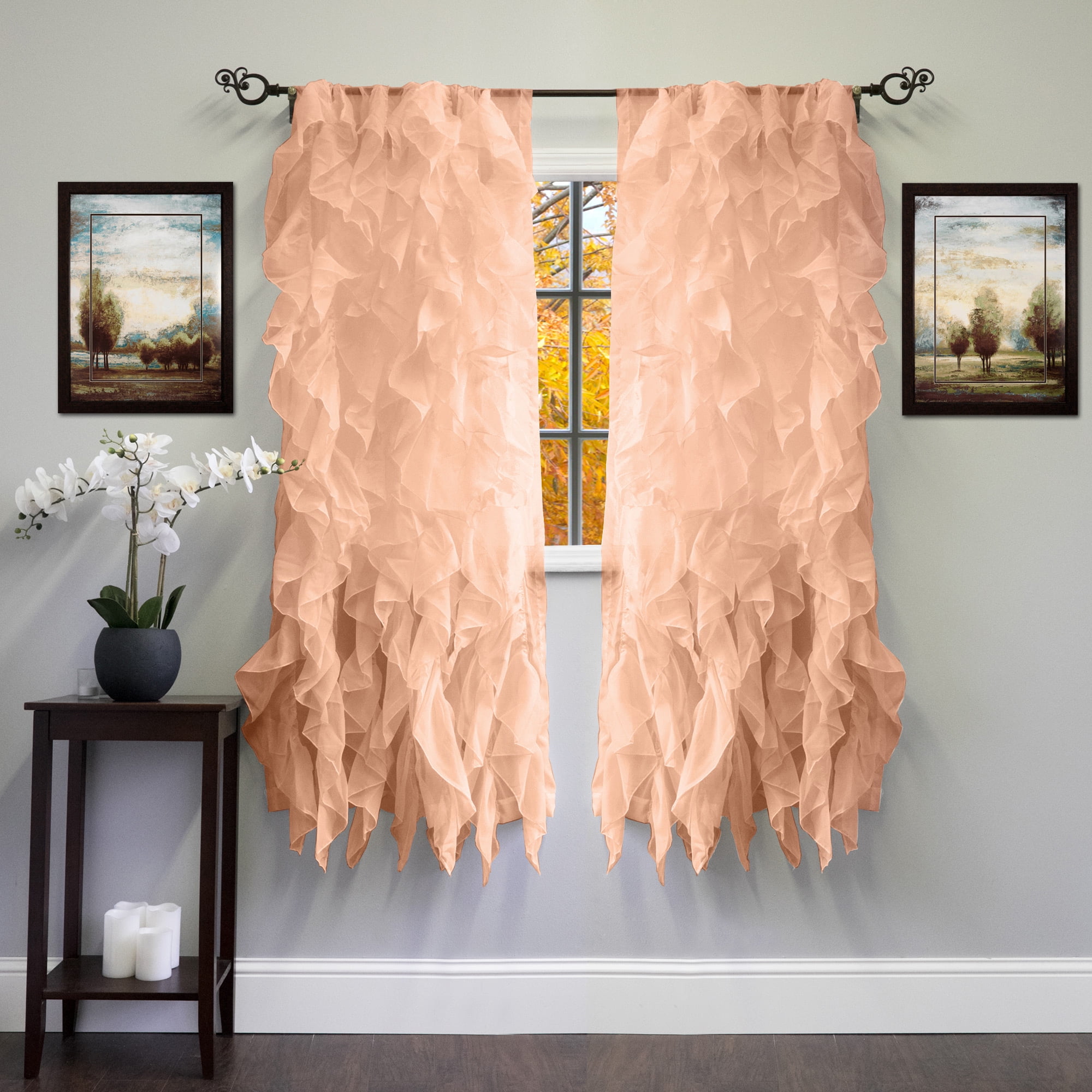 Chic Sheer Voile Vertical Ruffled Tier Window Curtain Single Panel 50 ...