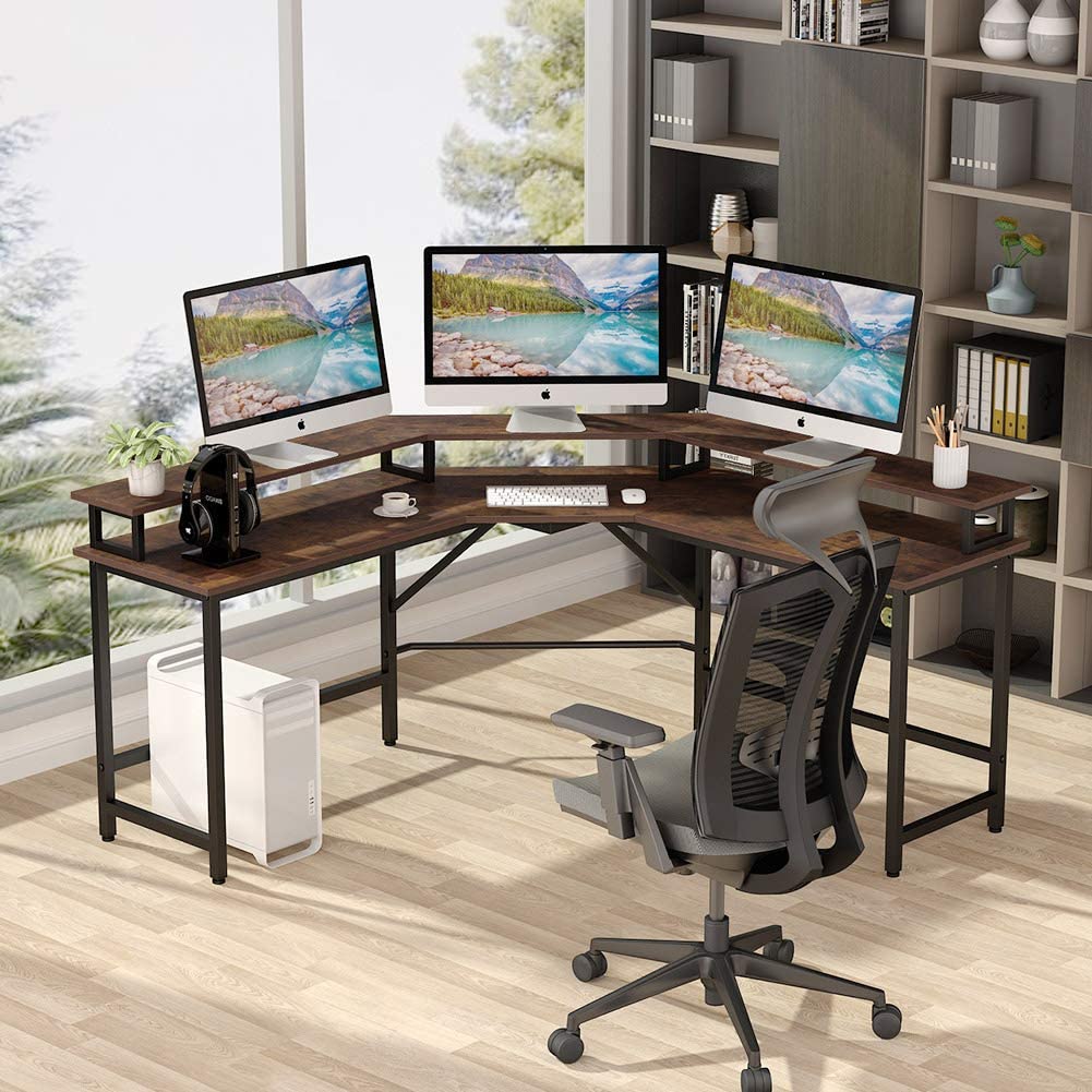 Tribesigns L Shaped Gaming Computer Desk With Monitor Stand Riser Tribesigns L Shaped Gaming Computer Desk With Monitor Stand Riser