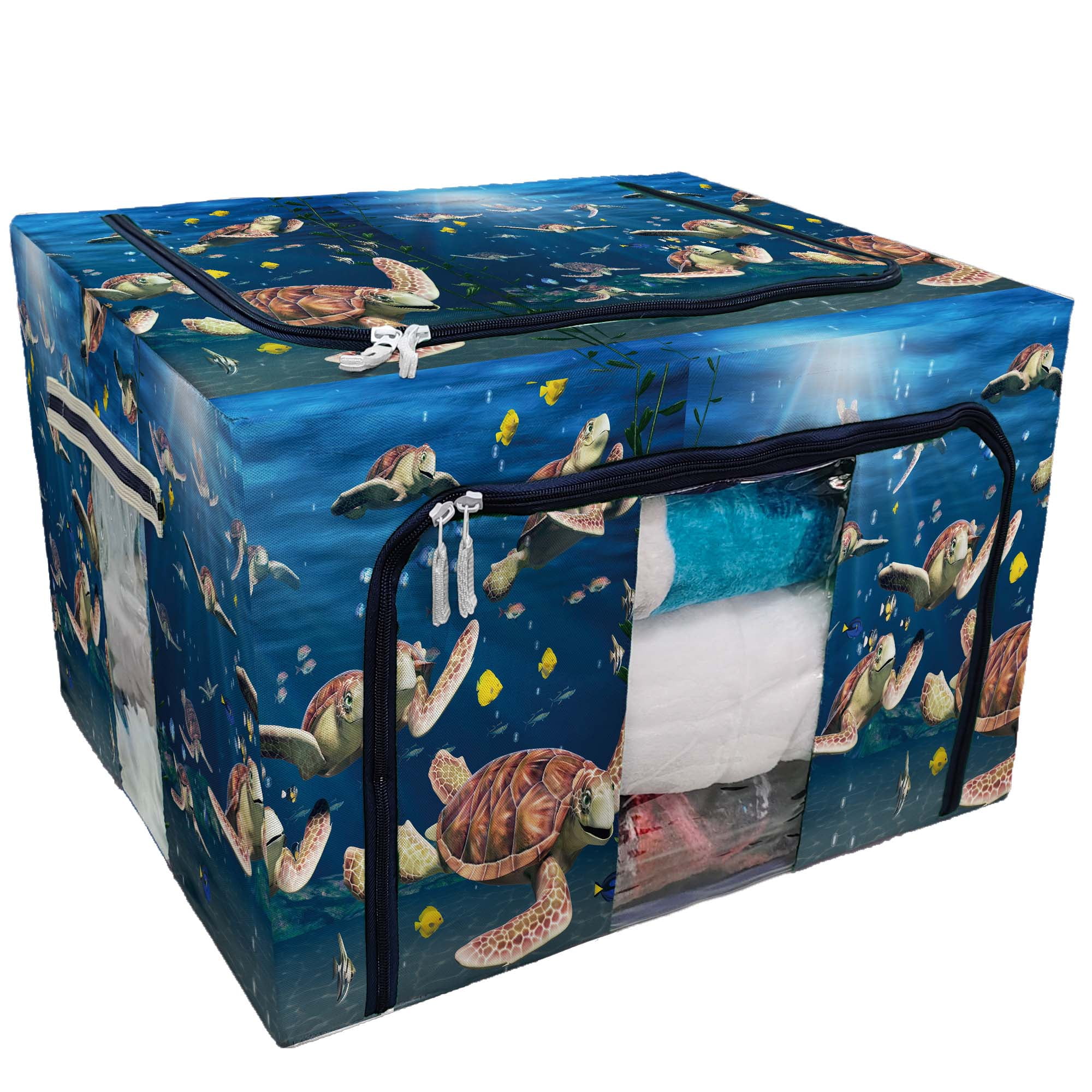 ECZJNT vibrant underwater Scene cartoon turtles and fish Storage Bag ...
