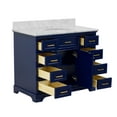 Aria 42" Bathroom Vanity with Royal Blue Cabinet and Carrara Marble Top ...