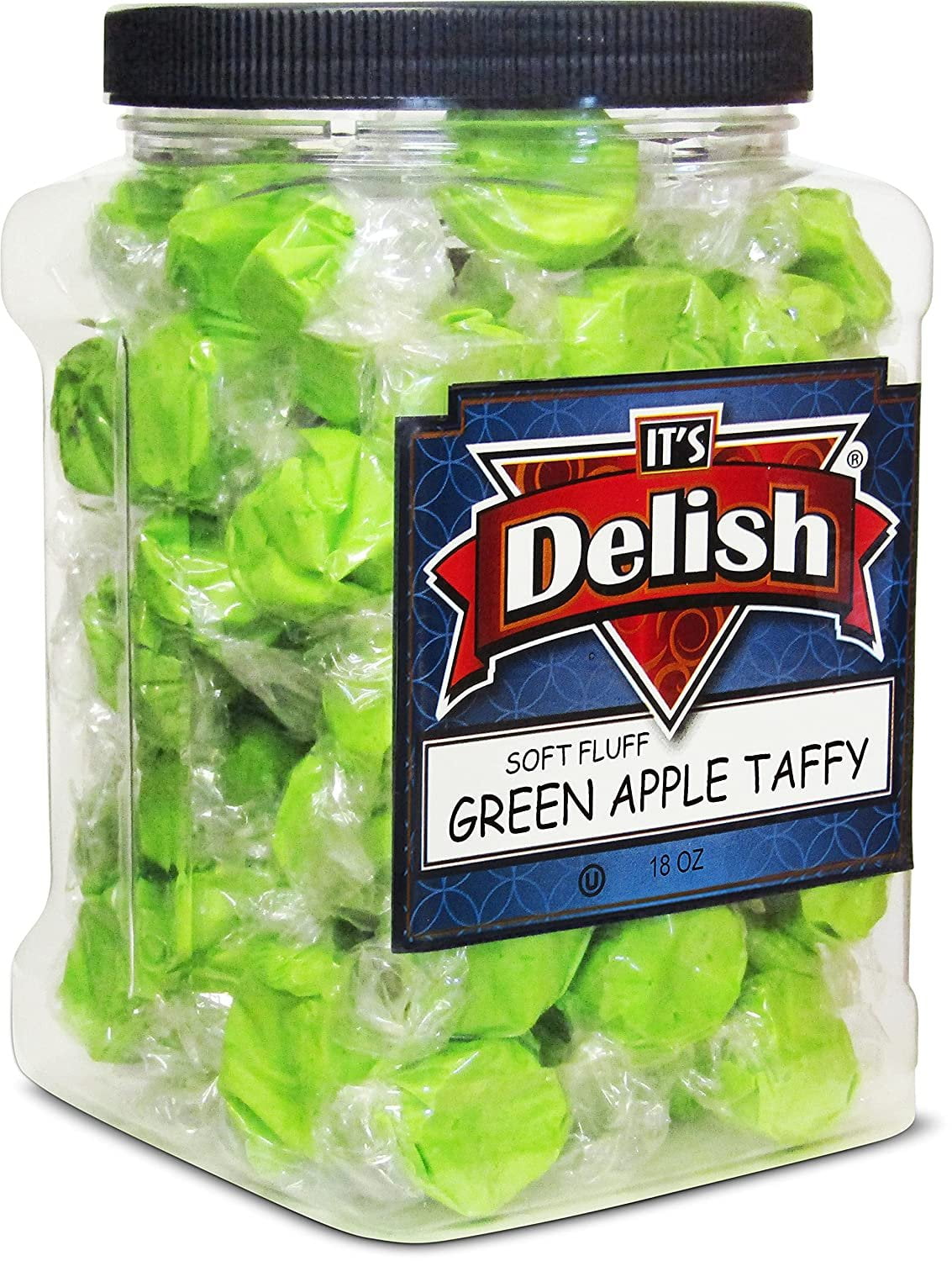 Green Apple Flavored Taffy by Its Delish 18 Oz Jumbo Reusable Container ...
