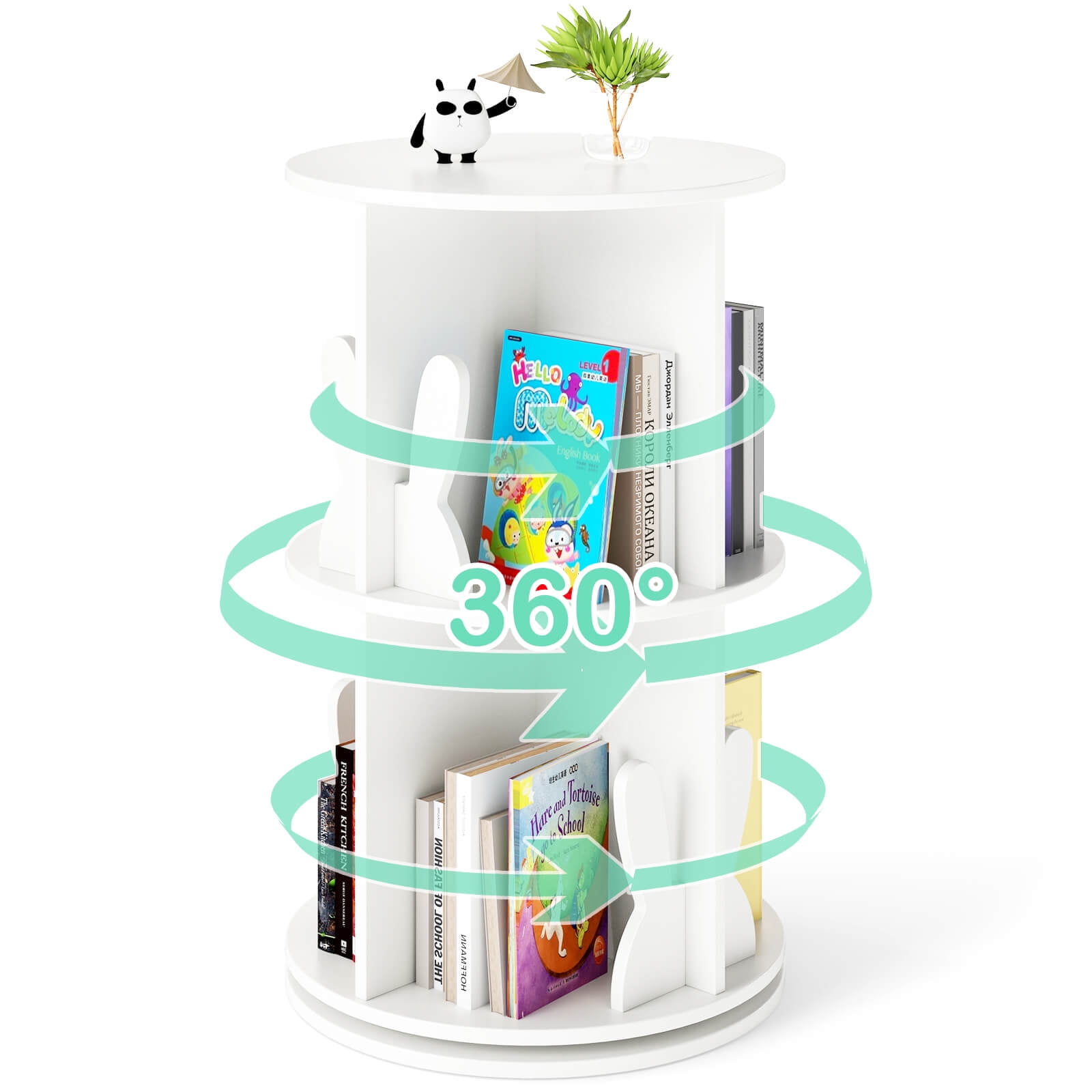 Click here for Costway Kids Rotating Bookshelf 2 Tier Freestandin... prices