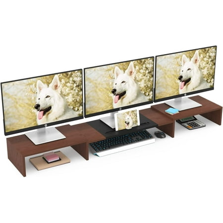 WESTREE Triple Dual Monitor Stand Riser, 56" Extra Long Monitor Stand ...