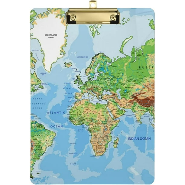 FMSHPON World Map Clipboard Hardboard Wood Nursing Clip Board and Pull ...
