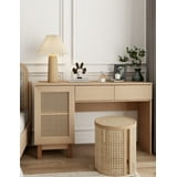 DSstyles Rattan Desk: Writing & Computer Table with 2 Drawers, 1 ...
