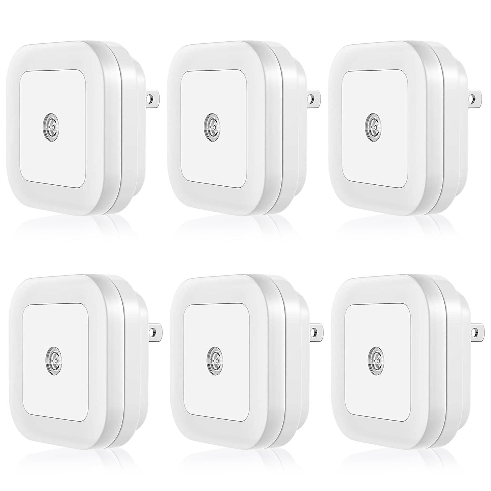 6pcs Auto Light Sensor LED Room Night Light Smart Plug in Wall Lamp for ...