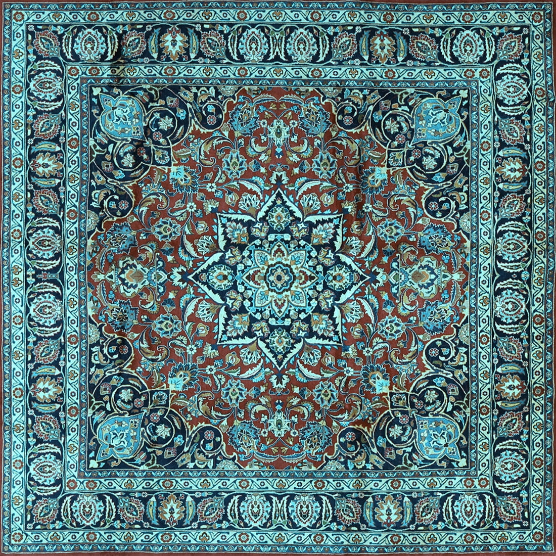 Ahgly Company Indoor Square Medallion Light Blue Traditional Area Rugs ...