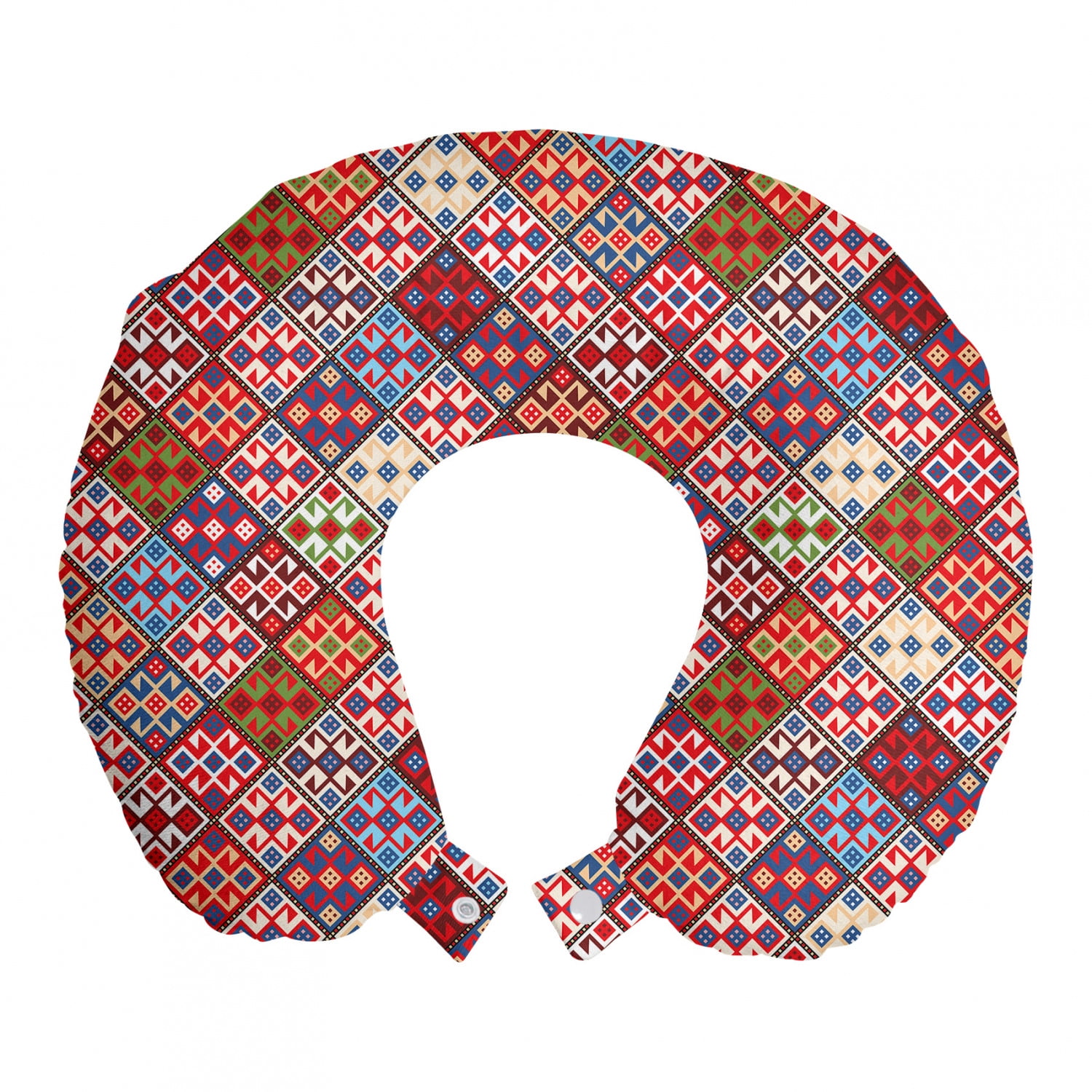 Colorful Travel Pillow Neck Rest, Various Skewed Square Nomadic Rug ... Colorful Travel Pillow Neck Rest, Various Skewed Square Nomadic Rug ...