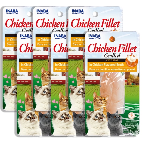 INABA Premium Hand-Cut Grilled Chicken Fillet Cat Treats w Vitamin E, 0 ...