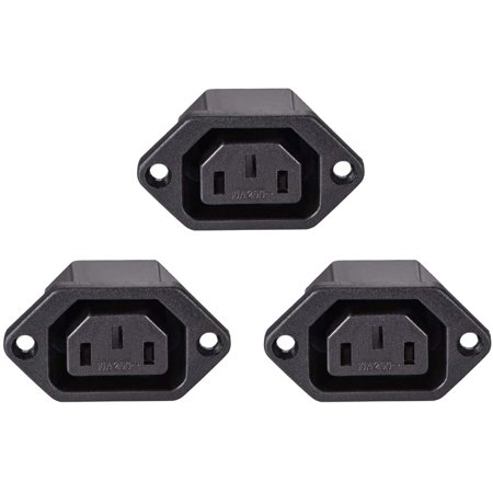 ? C13 Panel Mount Plug Adapter 250V AC 10A 3 Pins IEC Inlet Module Plug ...